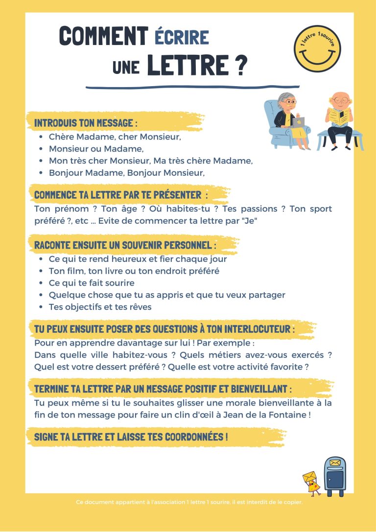 Ecrire une lettre (fr) – 1 lettre 1 sourire